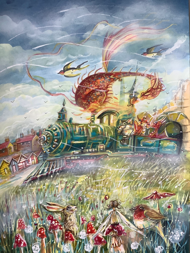 Firing up the Engine watercolor painting - Black Hat Gallery