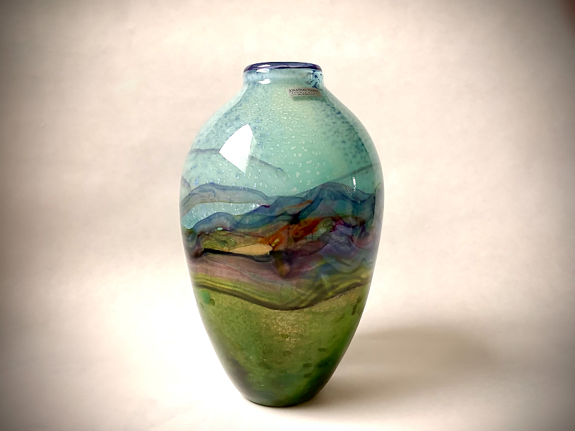 Blue Horizon glass vase by Jonathan Harris Studio - Black Hat Gallery